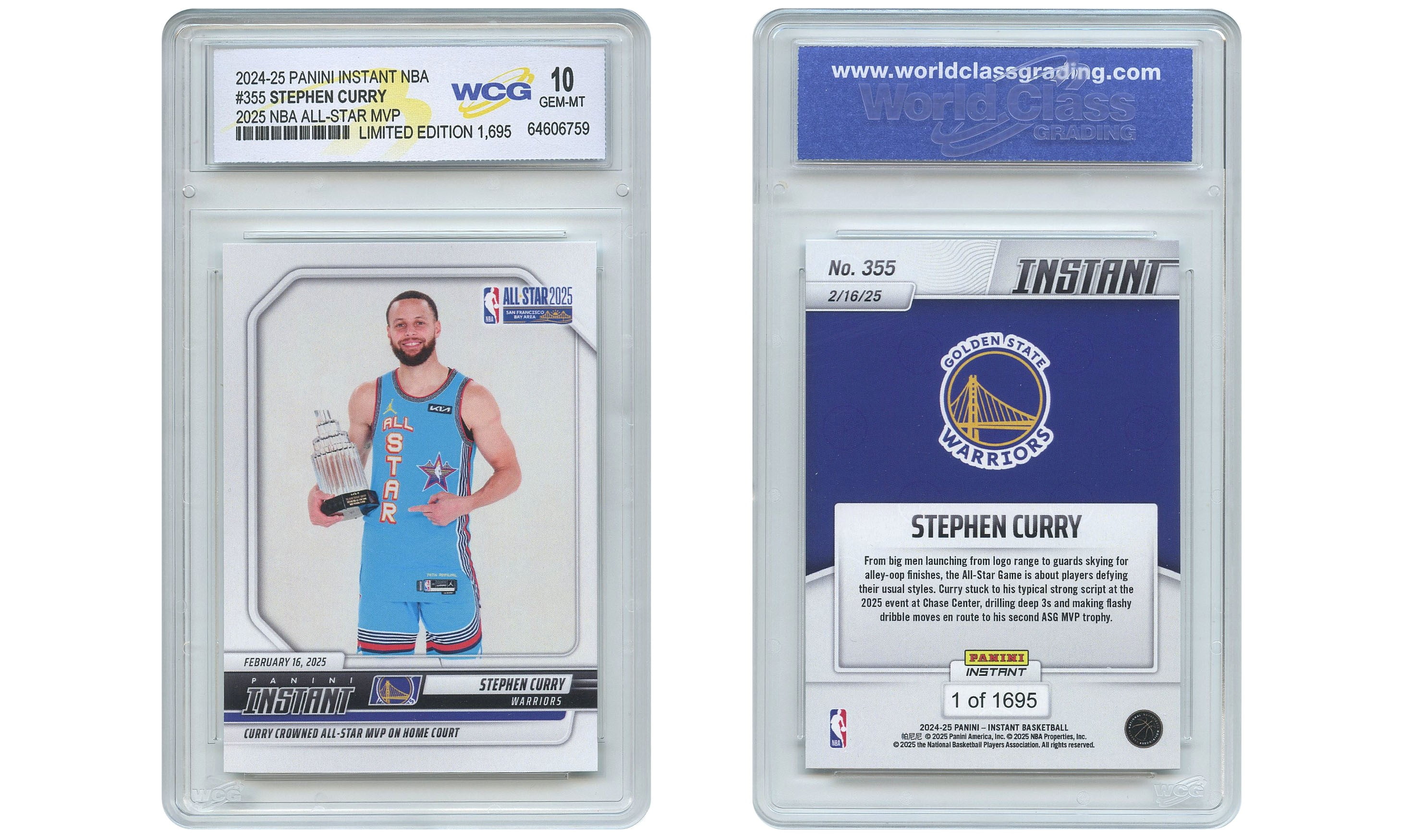 2025 Panini STEPHEN CURRY 2025 NBA All-Star MVP Card #355 - Graded Gem Mint 10 - Walmart.com