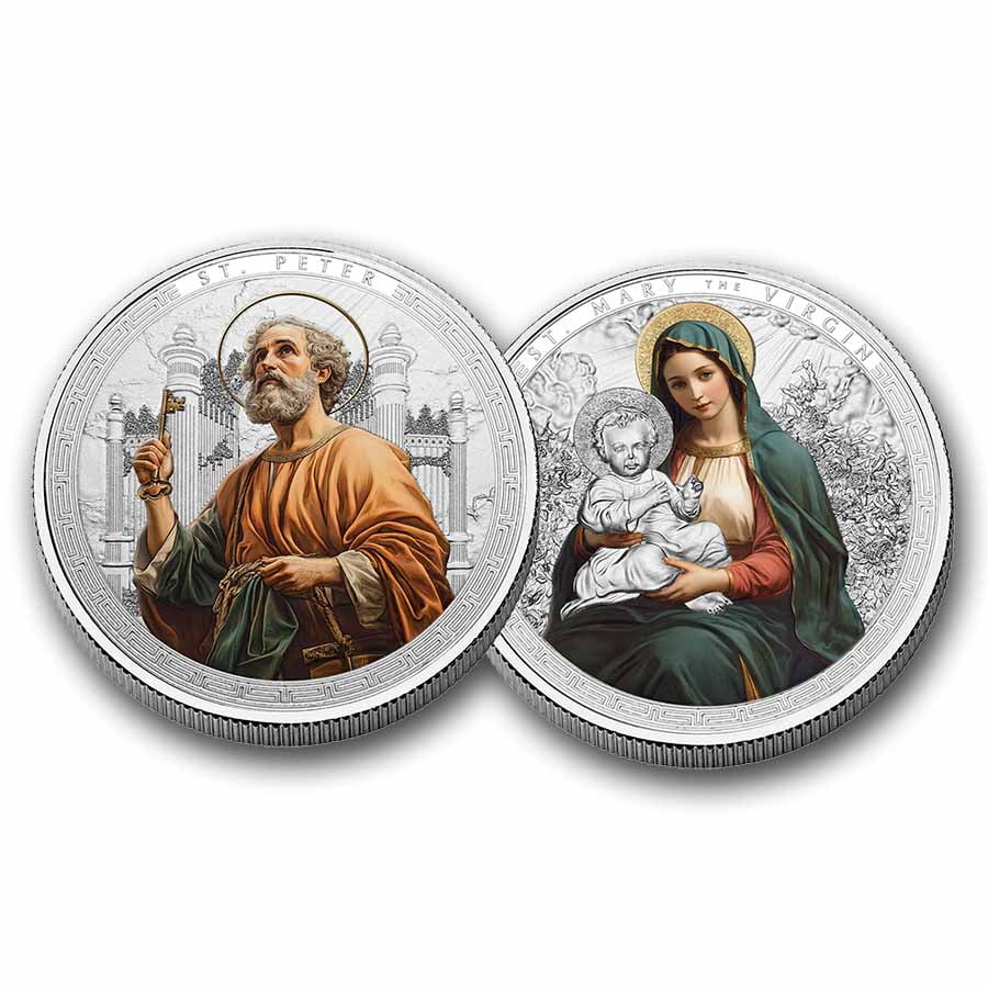2025 Patron Saints St. Peter & Mary the Virgin 2-Coin Set (Color ...