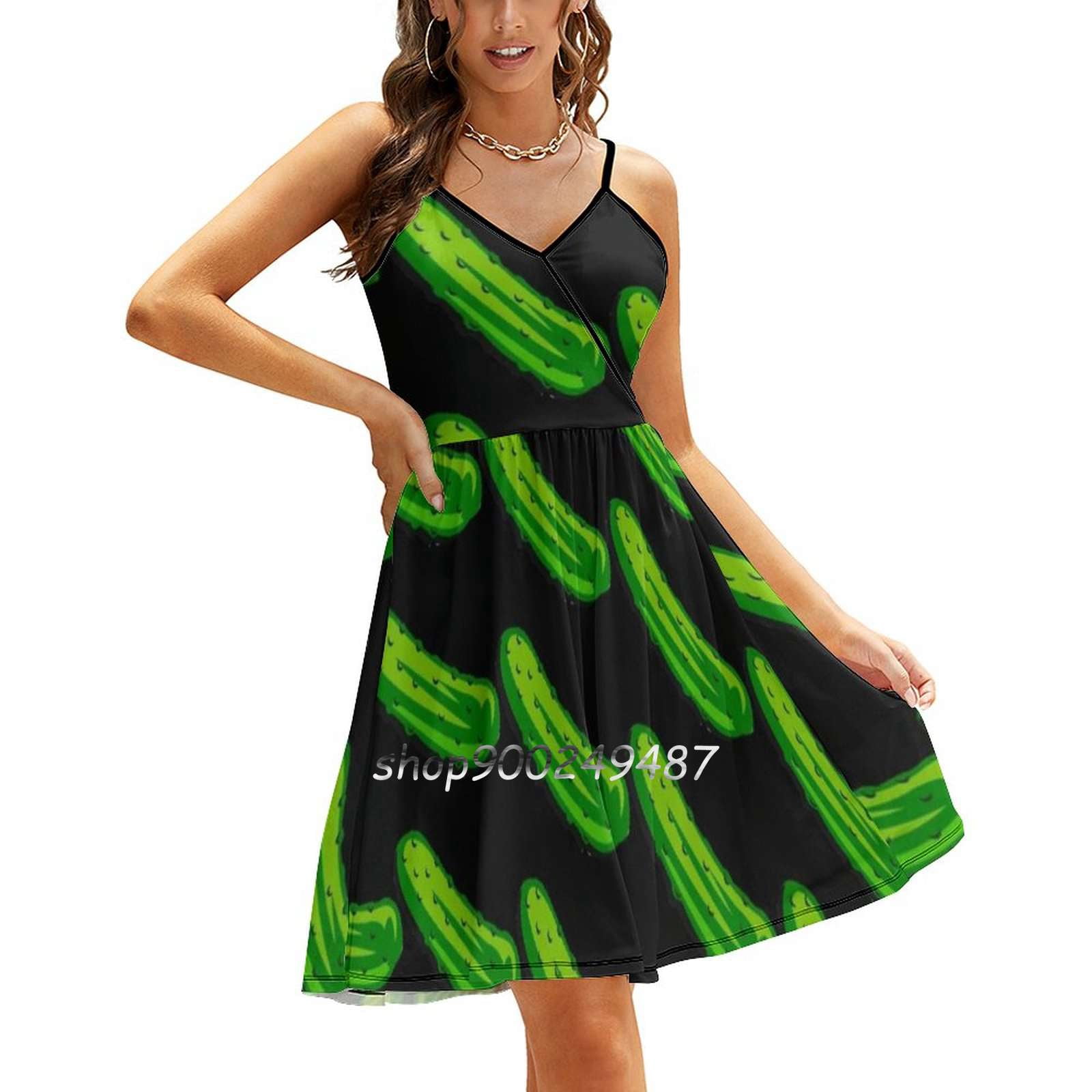 2025 Pickle-Ish Square Neck Dress Cute Loose Print Dresses Elegant ...