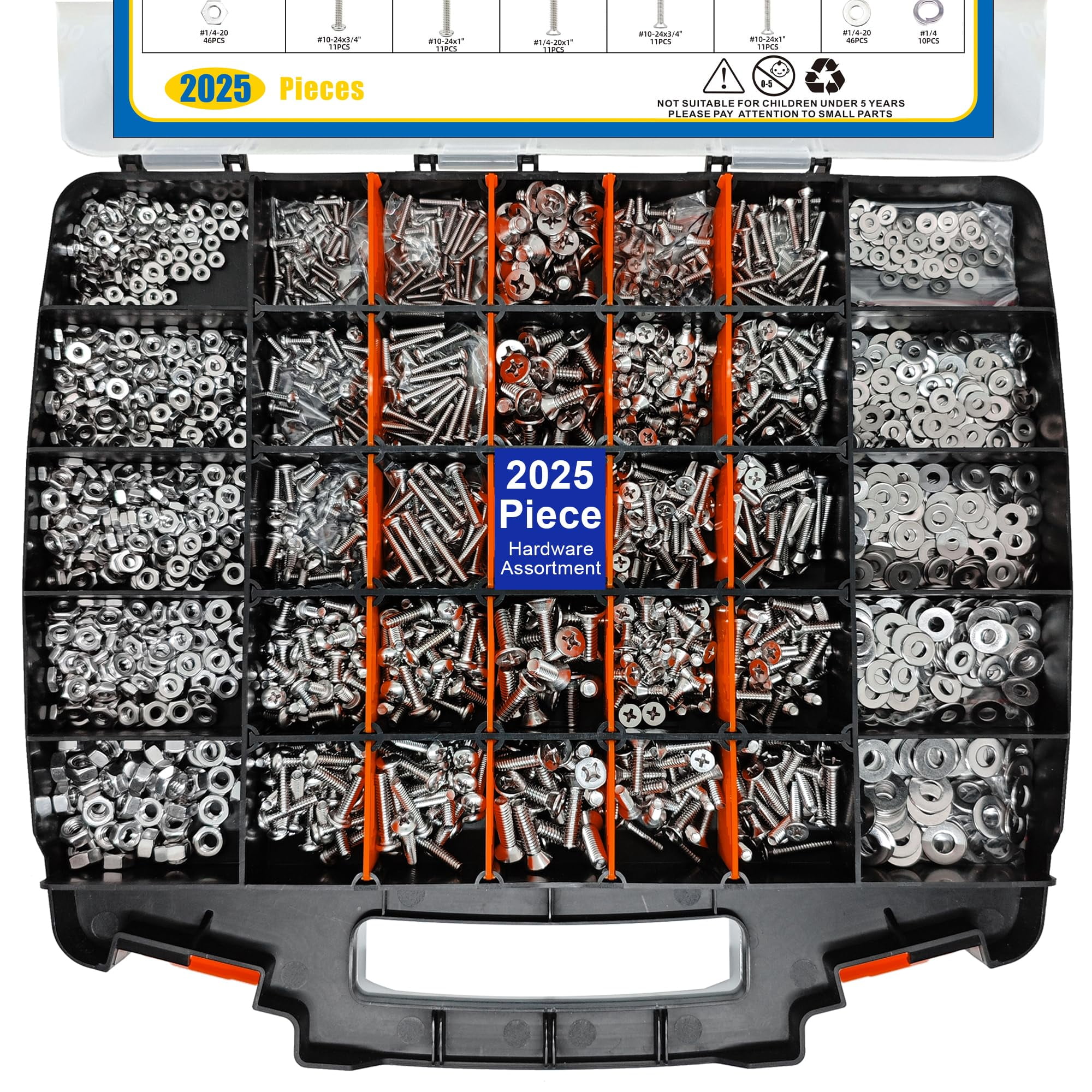 2025 Pieces Hardware Assortment Kit, Nuts and Bolts Assortment Kit, Stainless Steel Phillips Pan ...