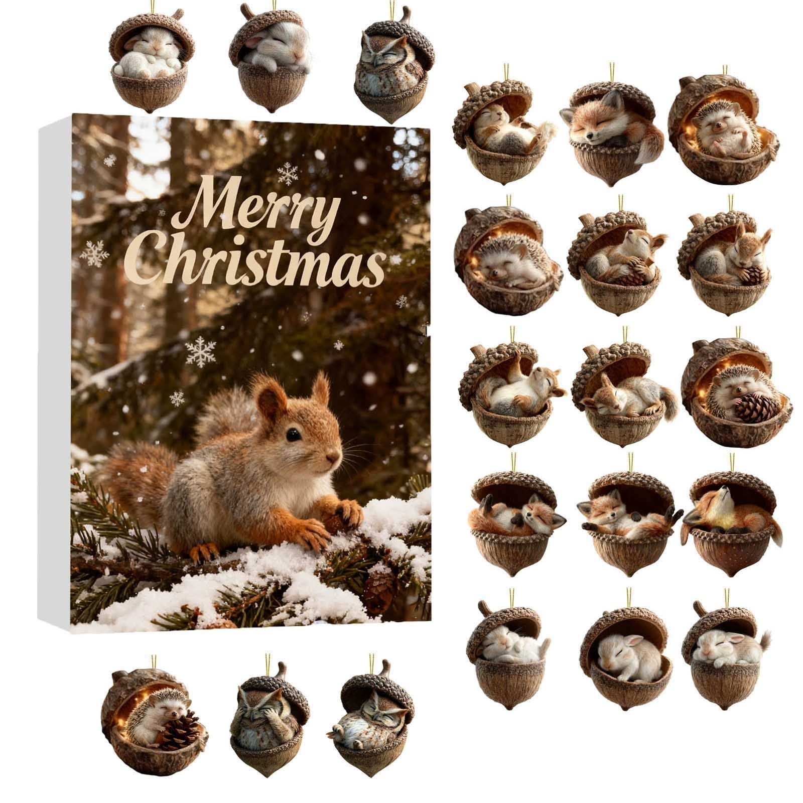2025 Pinecone Animals Arrival Calendar Acrylic Wall Hanging Advent ...