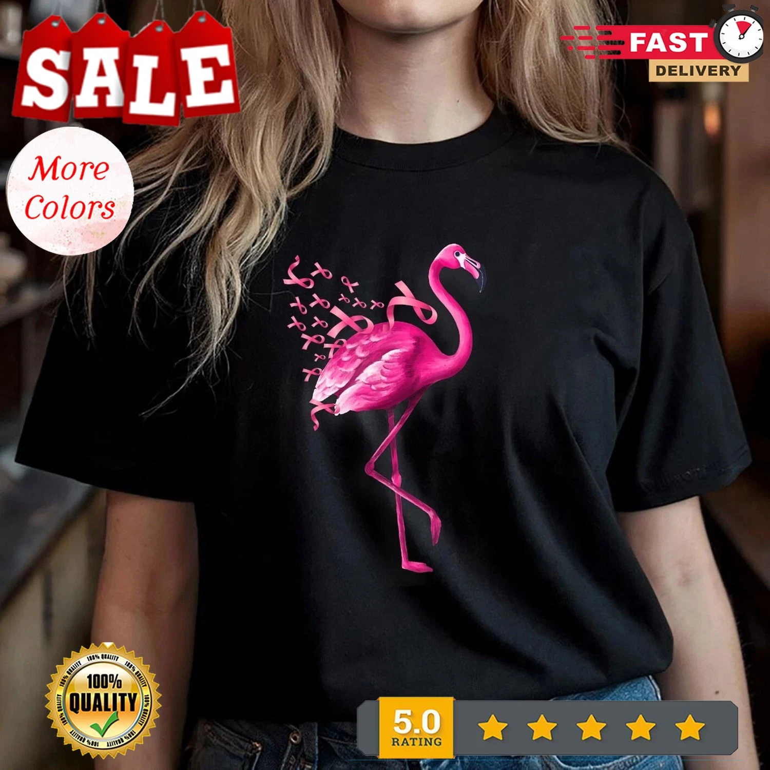 2025/Pink Flamingo Breast Cancer Awareness Shirt, Warrior Ribbon Gift ...