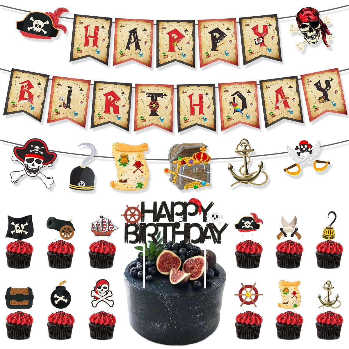 2025 Pirate Treasure Hunt Theme Party Decoration Birthday Flag Triangle ...