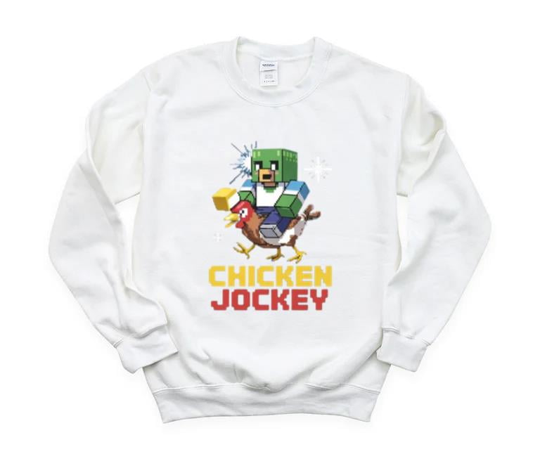 2025 Pixel Zombie Chicken Jockey Gamer Viral Meme Gaming Sweatshirt ...
