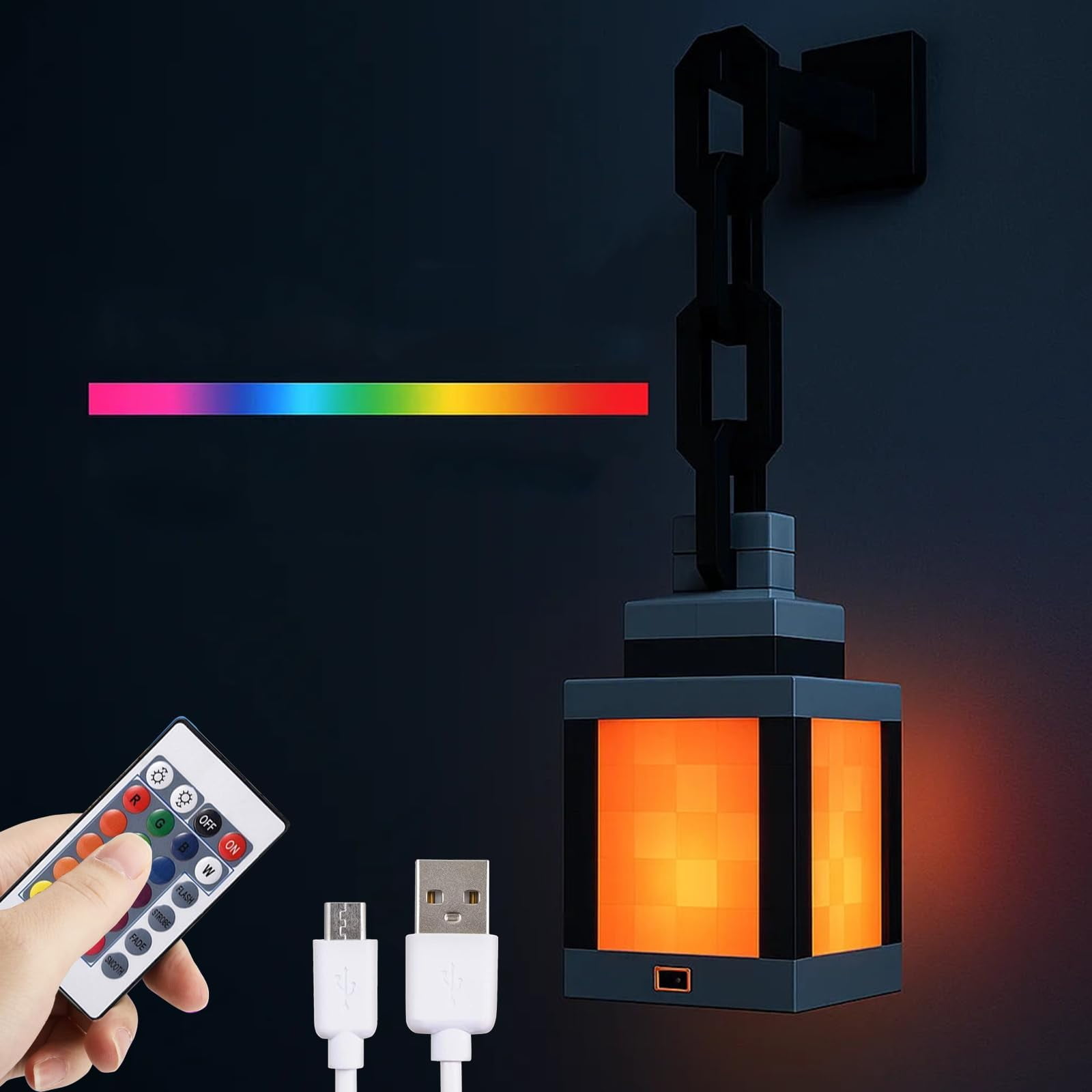 2025 Pixelated Lantern Night Light -16-Color Led Wall Mood Night Light ...