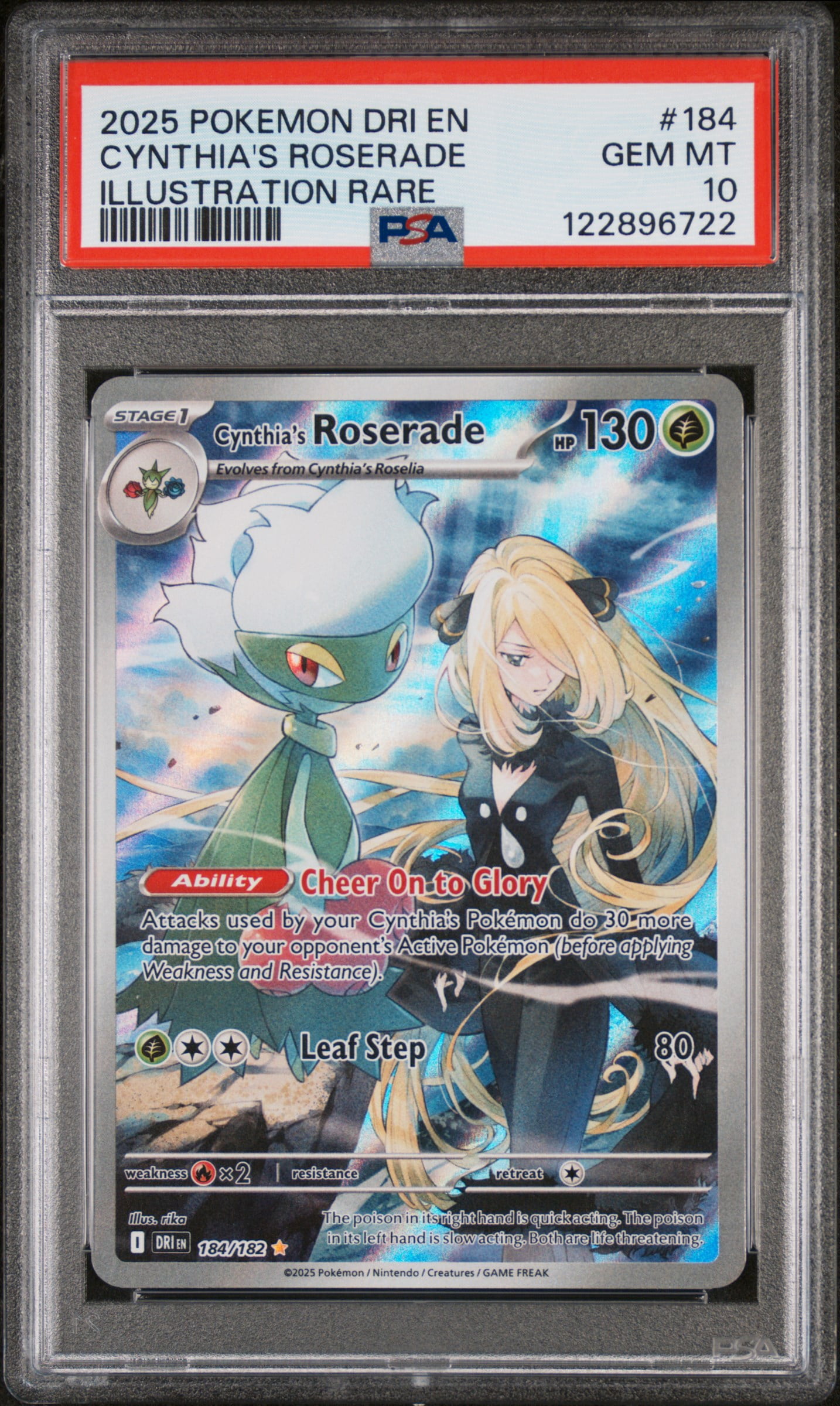 2025 Pokemon Destined Rivals Illustration Rare Cynthia's Roserade #184 ...