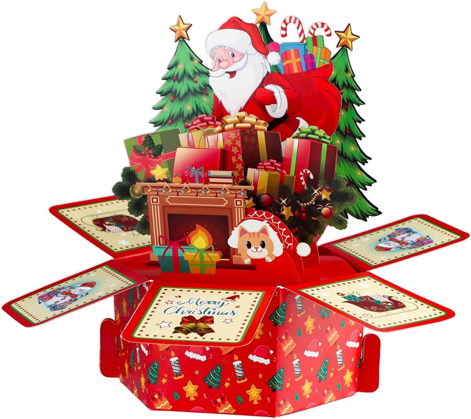 2025 Pop Up Christmas Cards - Hexagonal Structure Funny Merry Christmas ...