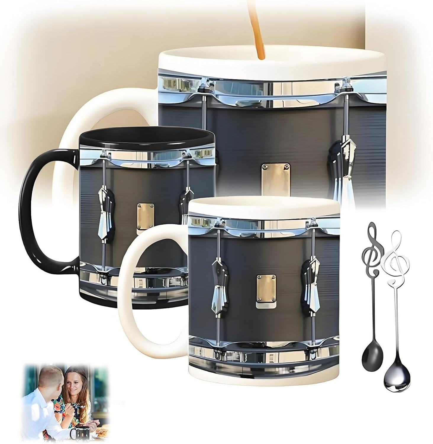 2025 Most Popular Funny Black Vintage Drum Mug, Drummer Coffee Mug ...