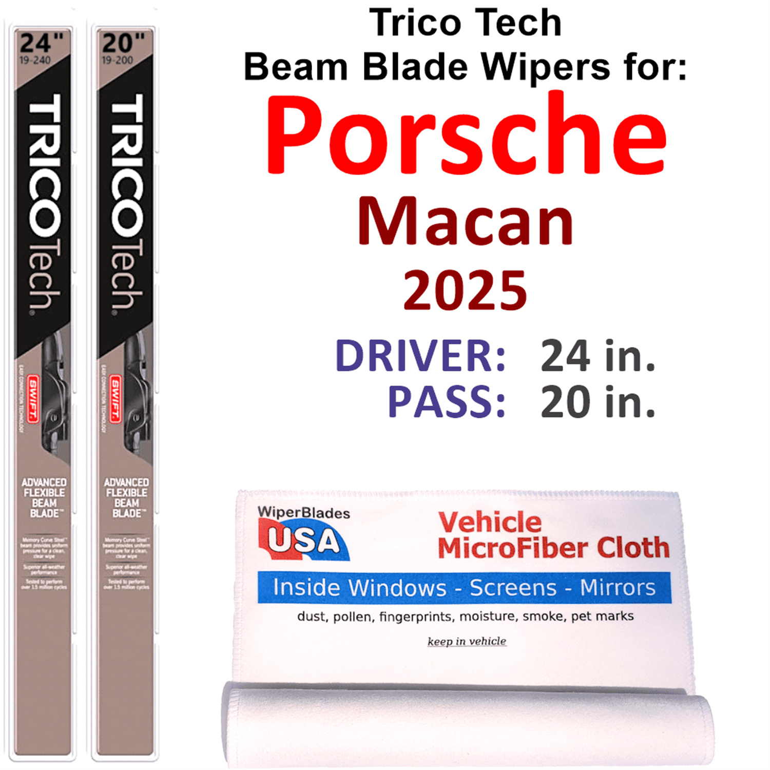 2025 Porsche Macan Beam Blade Wipers (Set of 2) - Walmart.com