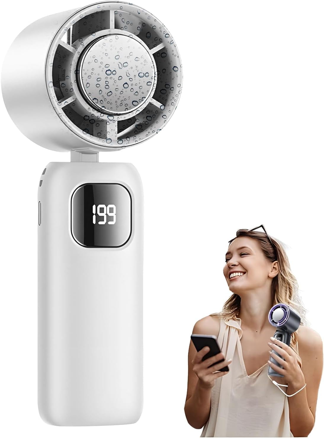 2025 Portable Handheld Ice Fan, Turbo Cooling Fans, 2000mAh, 199 Gear ...