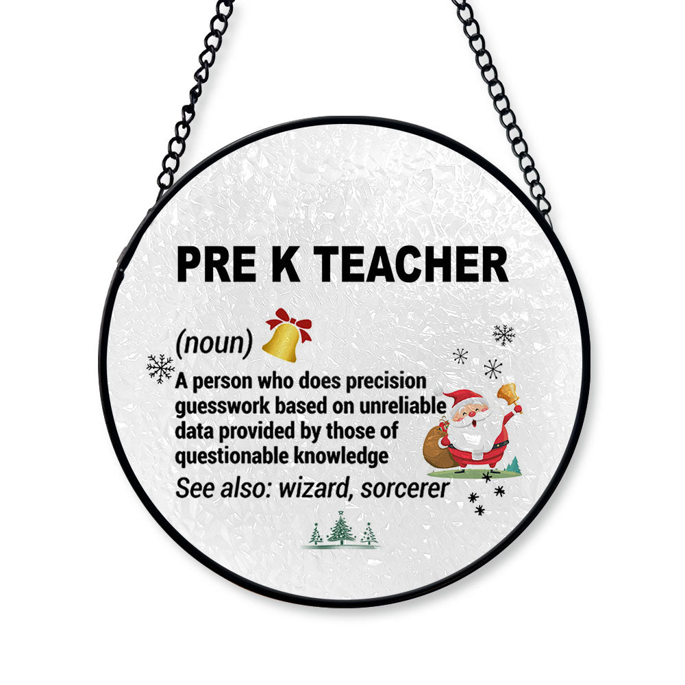 2025 Pre K Teacher Stained Glass Window Hanging Christmas 2025, Pre K ...