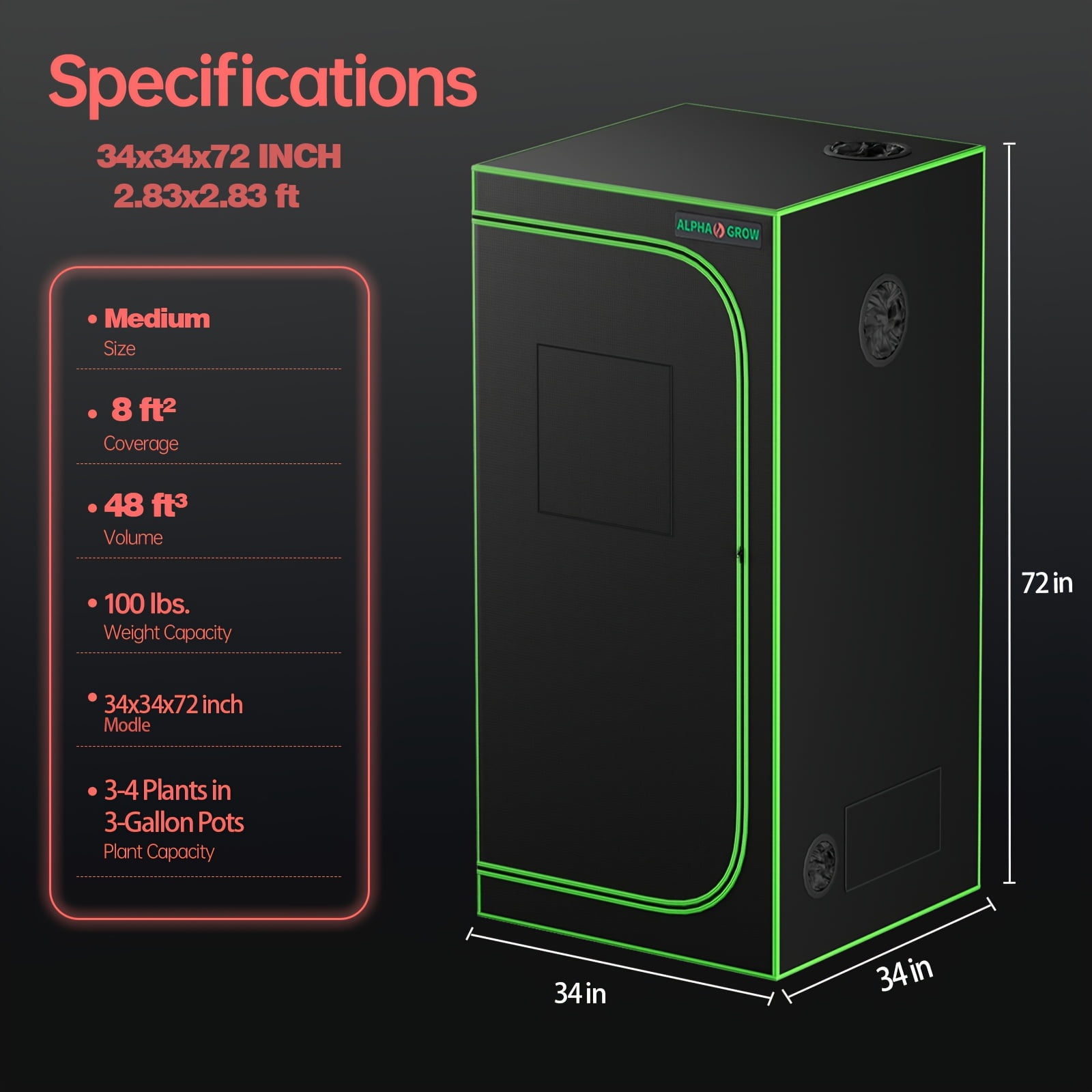 2025 Pro Model Commercial-Grade Grow Tent 2x2/3x3/4x2/4x4ft - Heavy ...