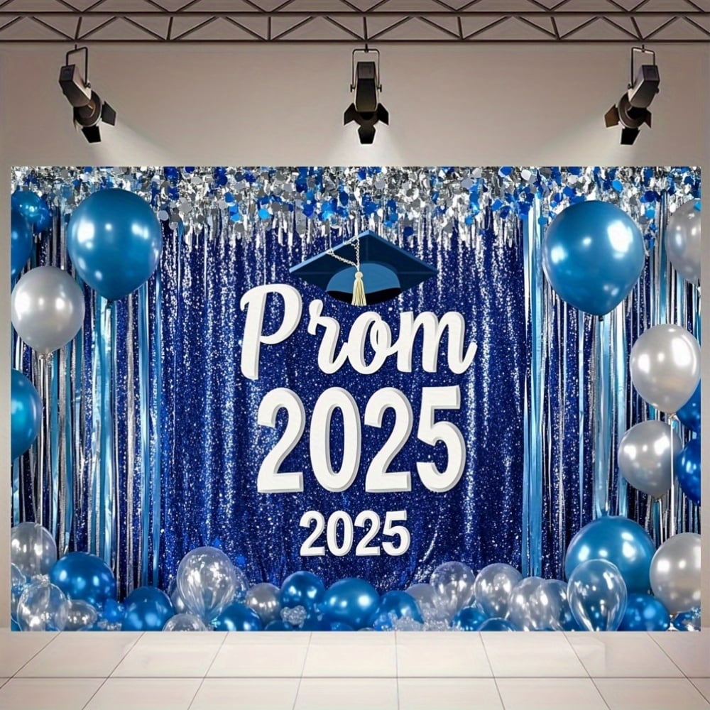 2025 Prom and Graduation Night Backdrop - Royal Blue Party Banner with ...