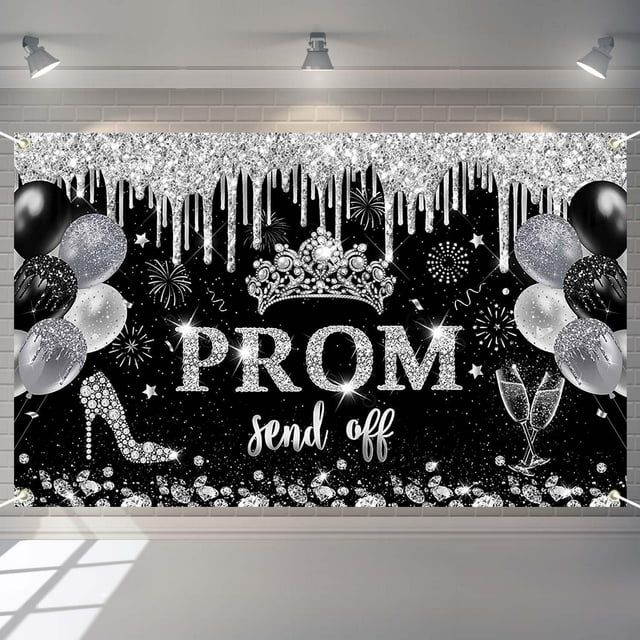 2025 Prom Night Backdrop Black Silver Glitter Bokeh Graduation Photo ...