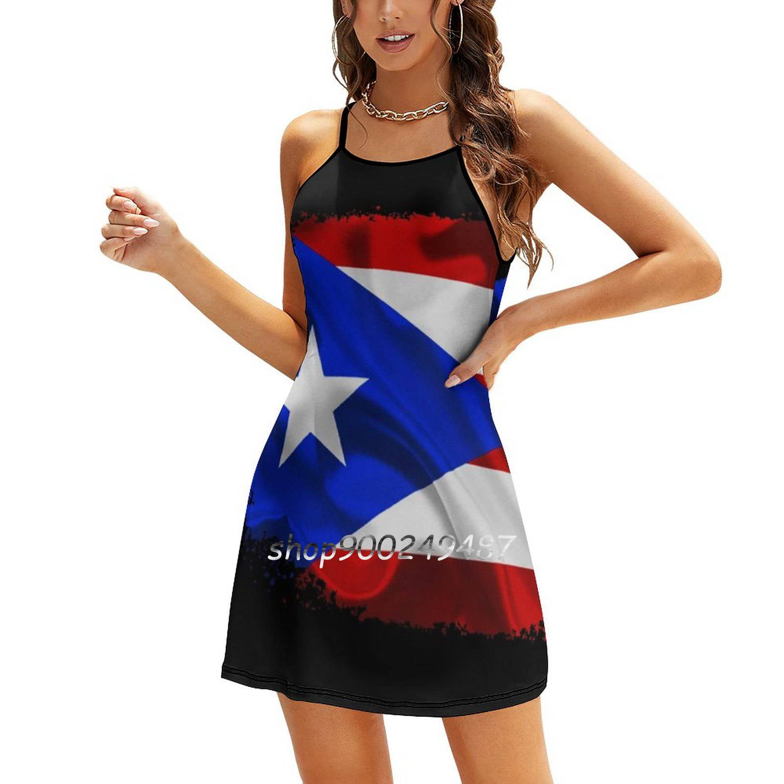 2025 Puerto Rican Flag | | | By Solomaskx Square Neck Dress New Plus ...