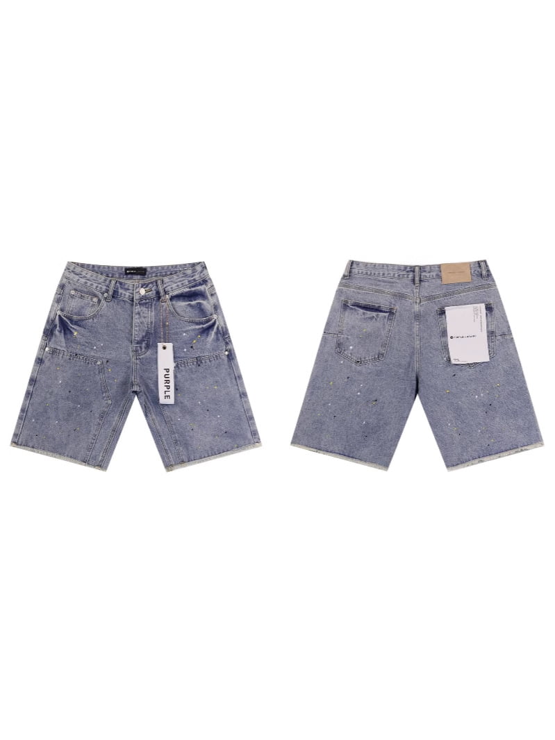 2025 Purple Brand Frayed Hem Painted Street Style Denim Shorts Unisex ...