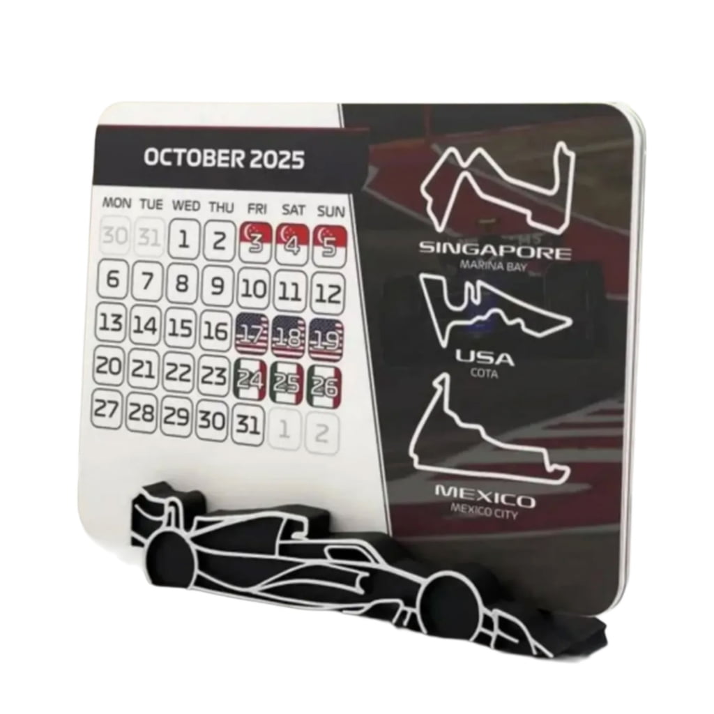 2025 Racing Schedule Calendar with Display Stand 2025 Desk Monthly ...