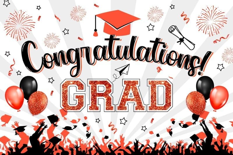 2025 Red Congrats Grad Graduation Backdrop Class of 2025 Bachelor Cap ...