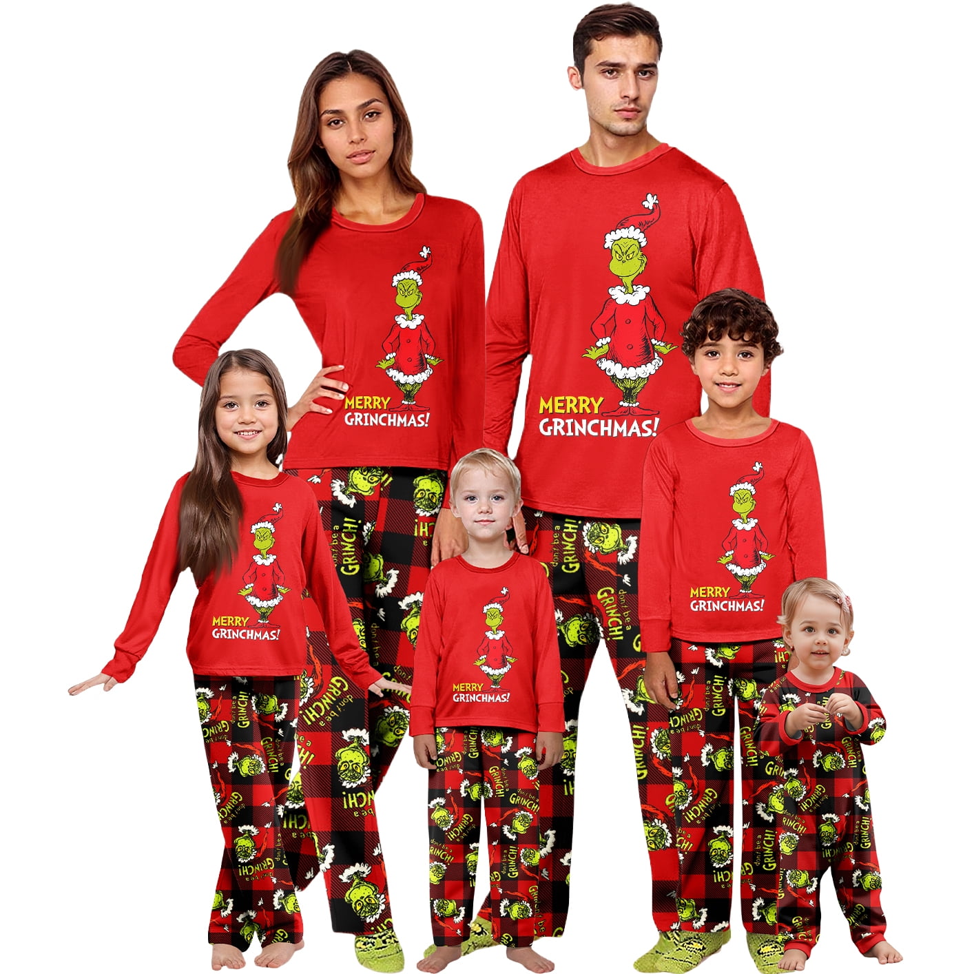 2025 Red Grincch Christmas Family Pajamas Matching Sets, Fun Holiday ...