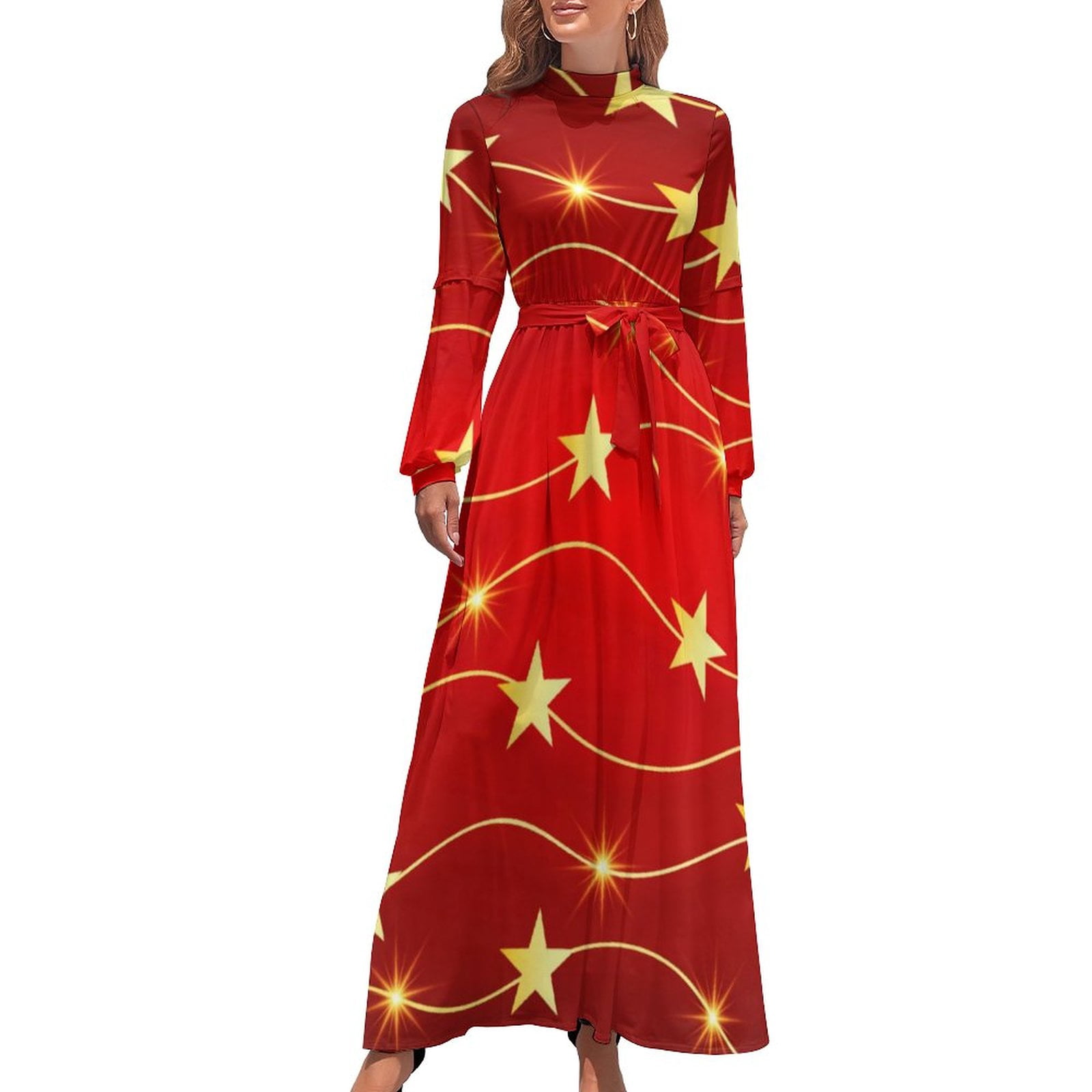 2025 Red White And Blue Star Dress Abstract Stars Print Aesthetic Beach ...