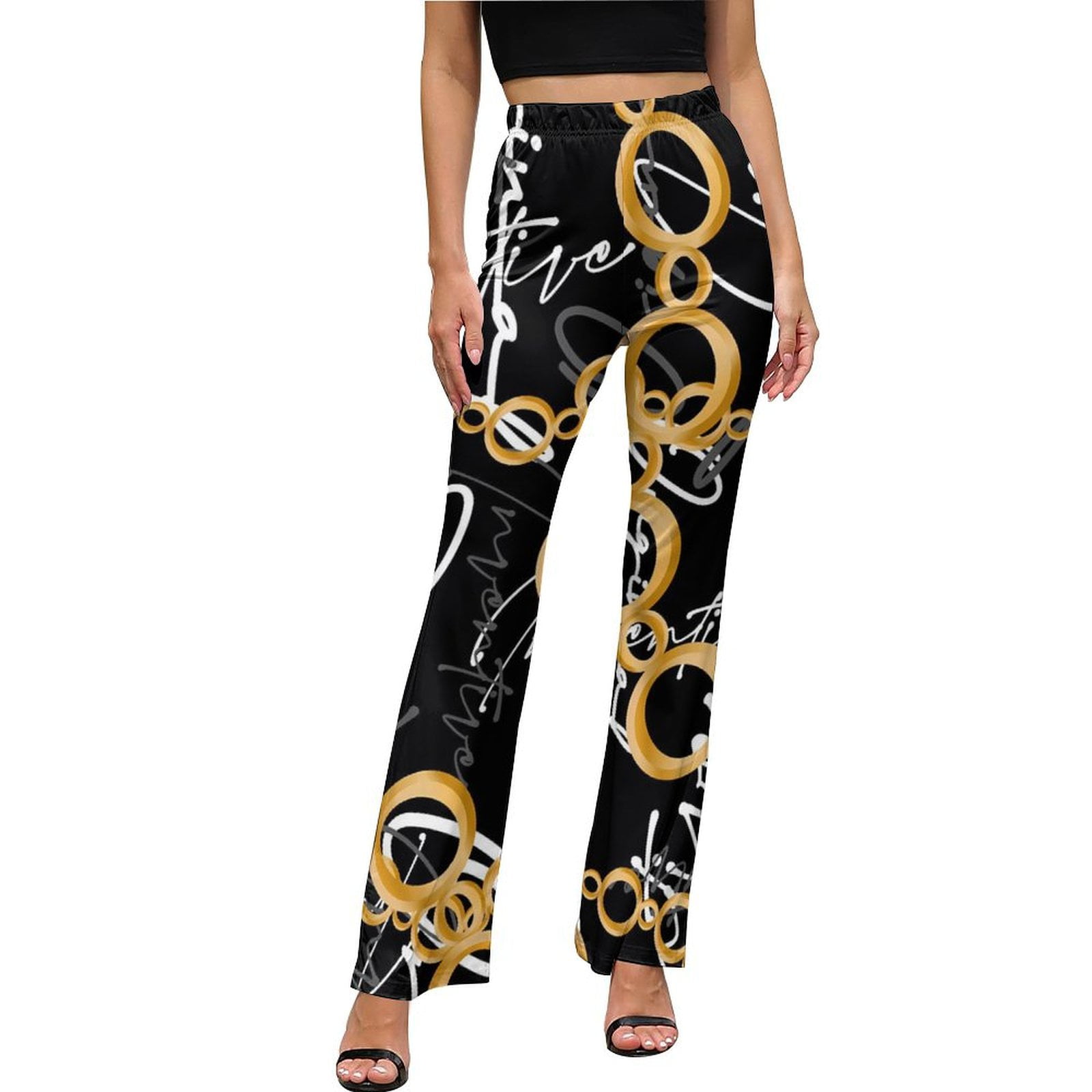2025 Retro Chains Pants High Waist Print Street Wear Flare Pants Summer ...