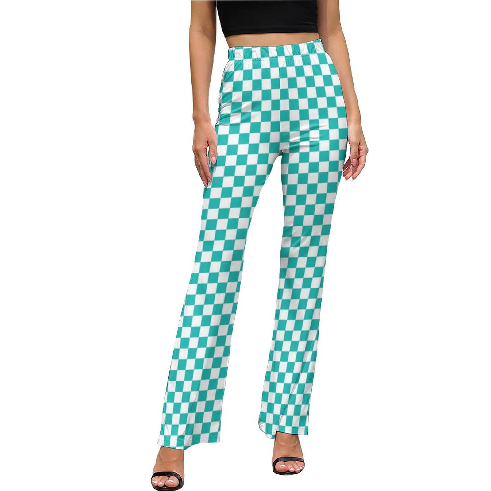 2025 Retro Checkerboard Pants White And Black Check Trendy Flare ...