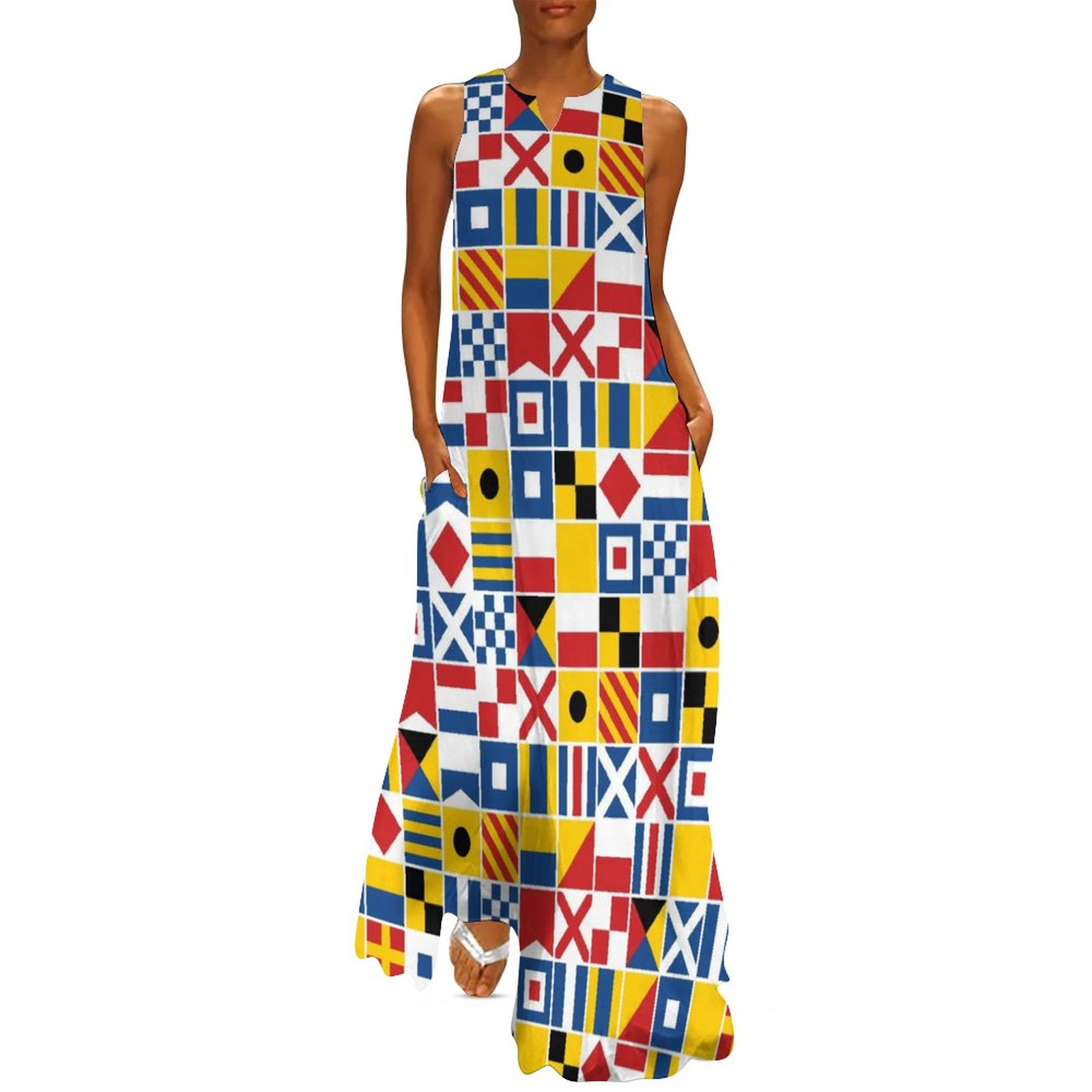 2025 Retro Letter Print Dress Egyptian Hieroglyphs Vintage Maxi Dress ...