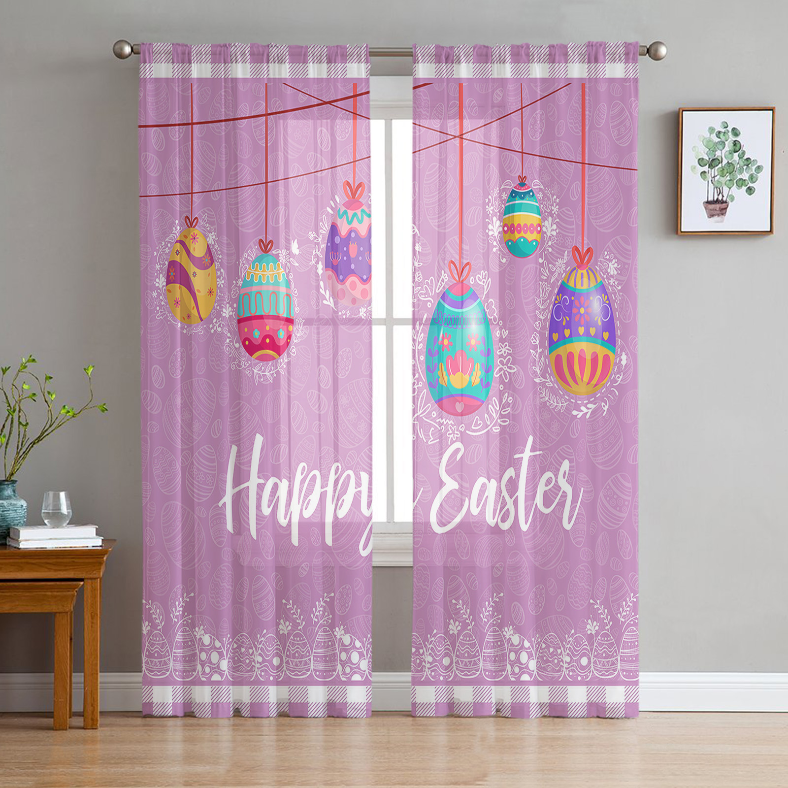 2025 Retro Living Tulle Kitchen Cute Farm r Window Bunny Sheer Easter ...