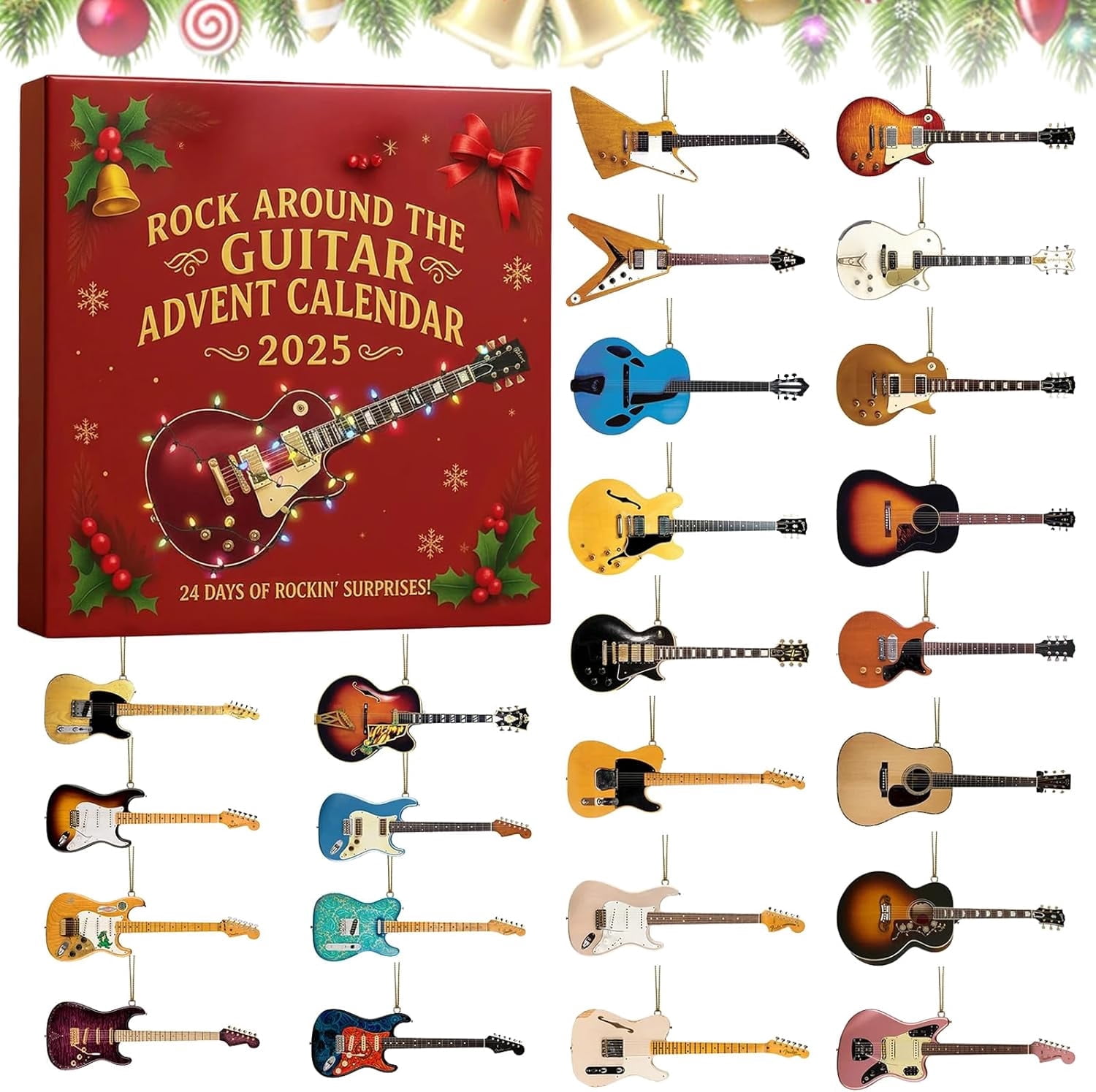 2025 Rock Around the Guitar Advent Calendar, 24 Days Christmas ...