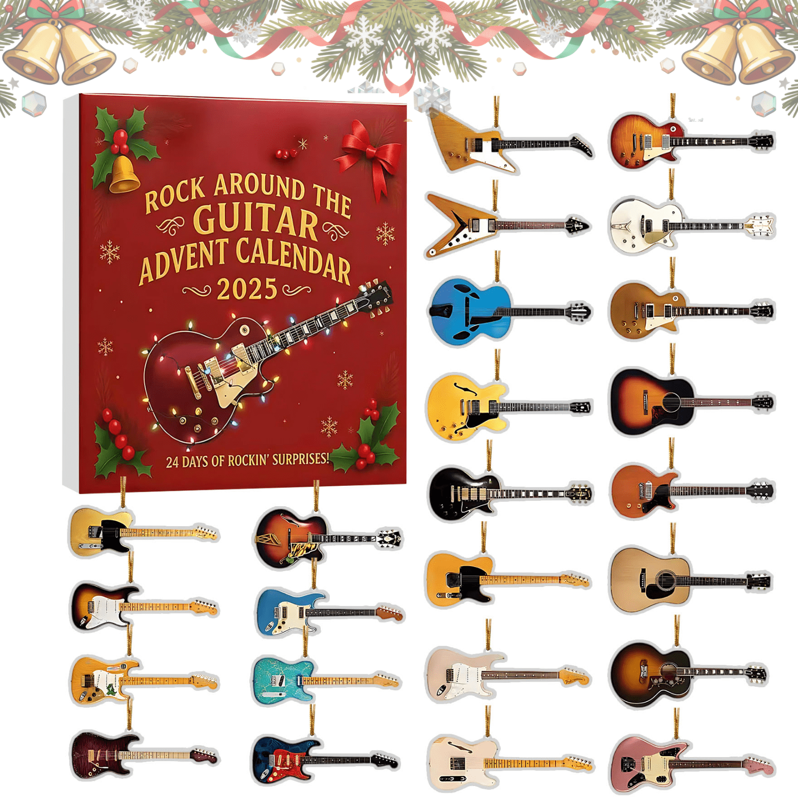 2025 Rock Around the Guitar Advent Calendar,24 Days Christmas Countdown ...