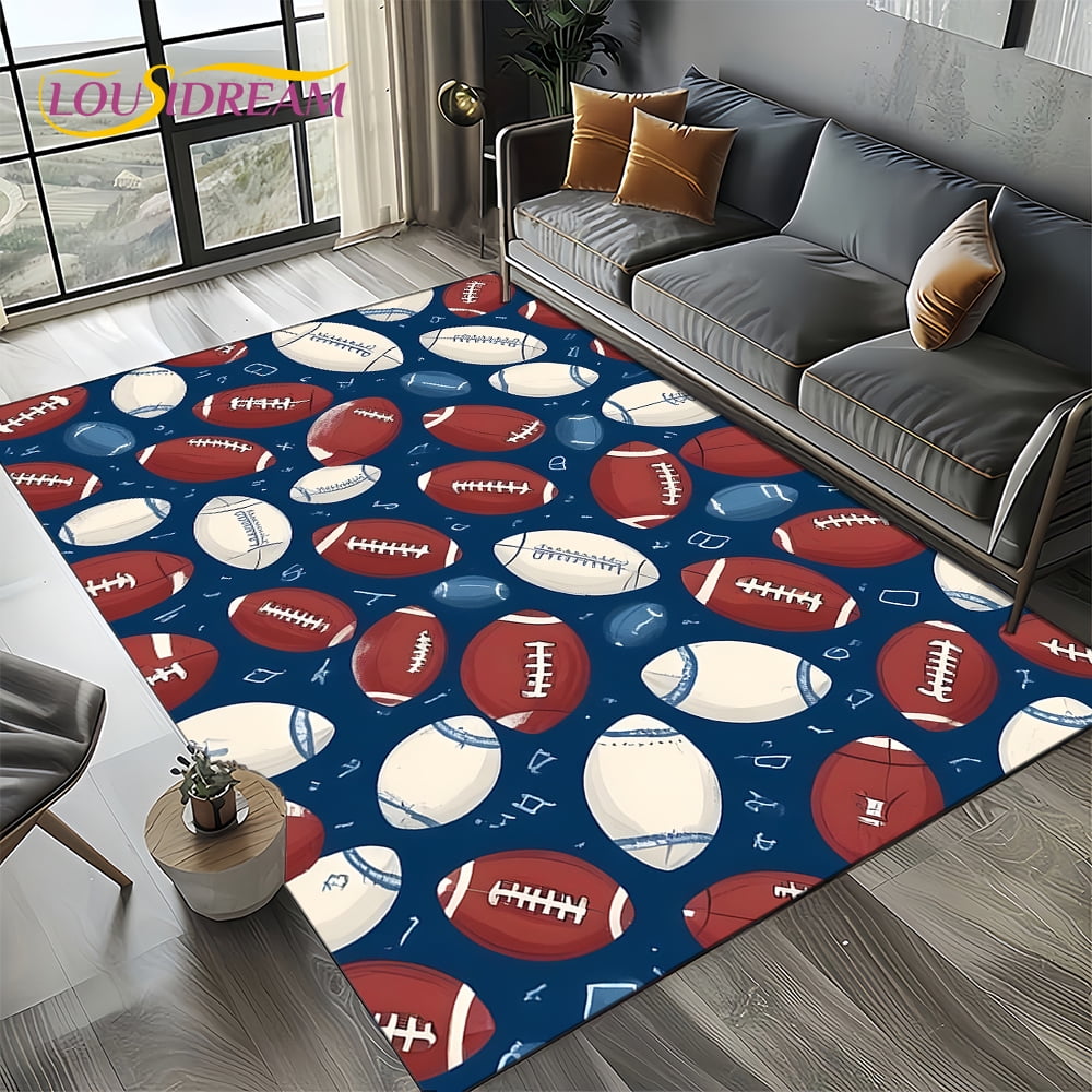 2025 Rugby Field Rugby American Football Cartoon Rug for Living Room ...