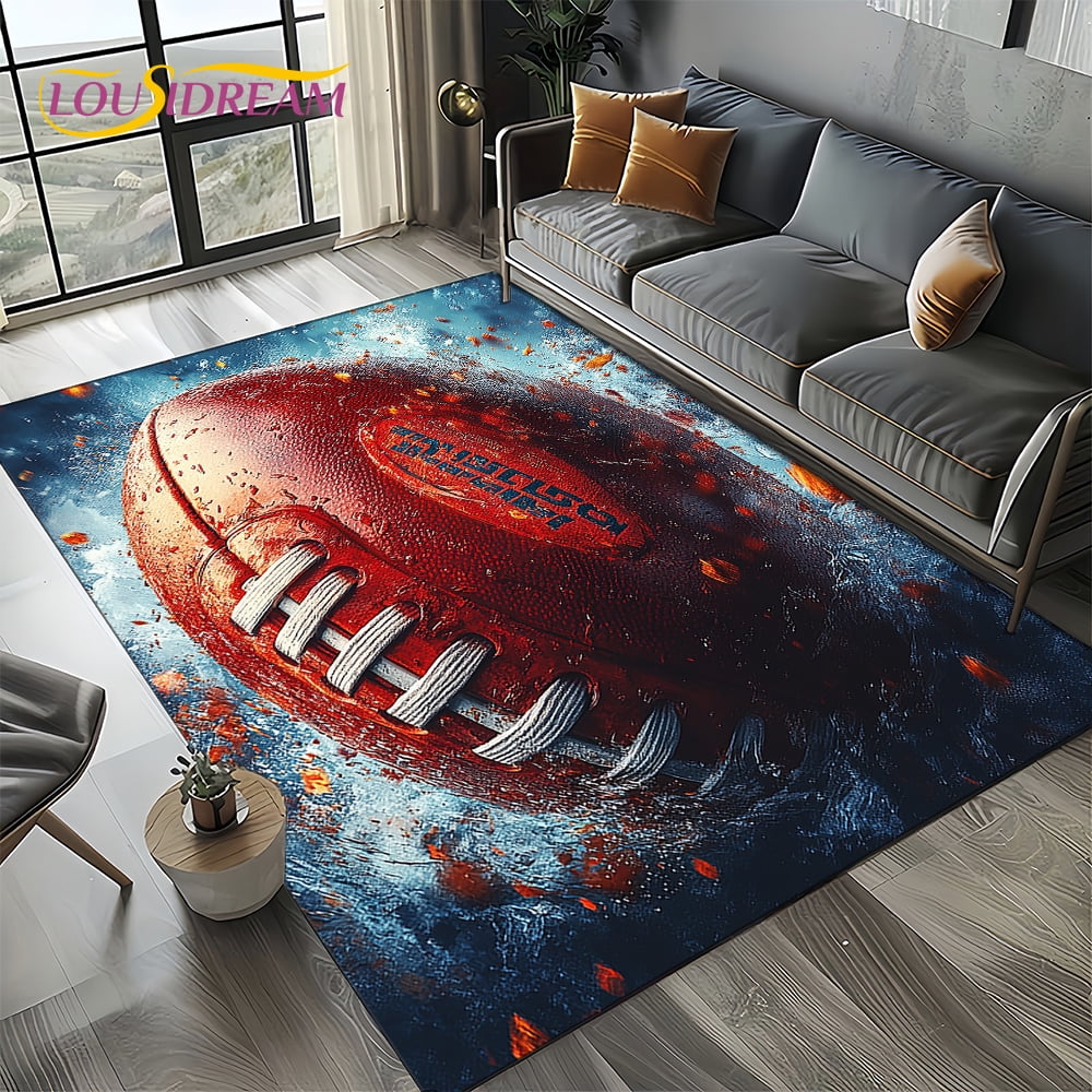 2025 Rugby Field Rugby American Football Cartoon Rug for Living Room ...