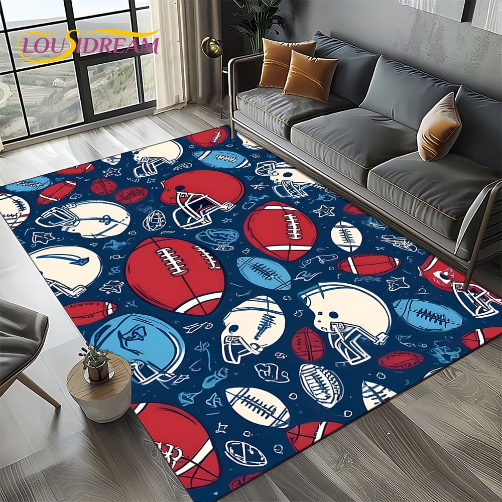 2025 Rugby Field Rugby American Football Cartoon Rug for Living Room ...