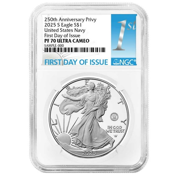 2025-S Proof $1 American Silver Eagle Navy Privy NGC PF70UC FDI First ...