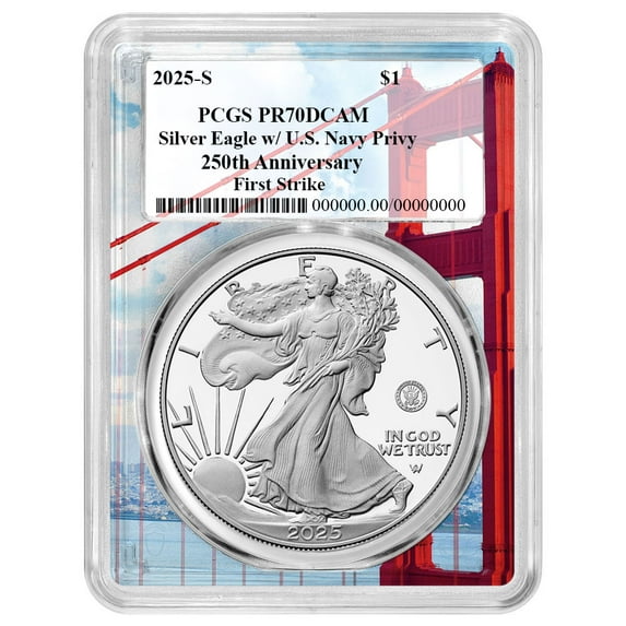 2025-S Proof $1 American Silver Eagle Navy Privy PCGS PR70DCAM FS ...
