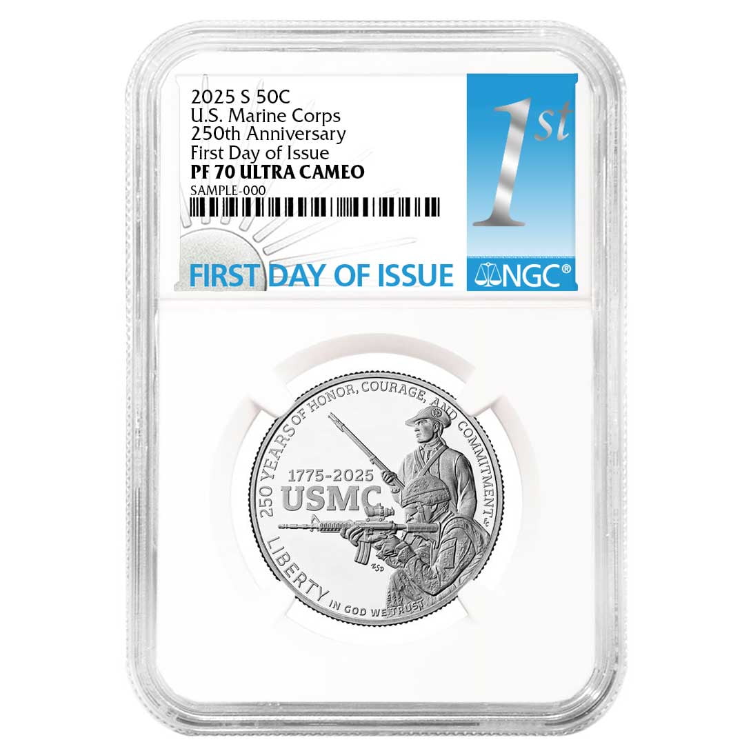 2025-S Proof Clad 50c U.S. Marine Corps 250th Anniversary Commemorative ...