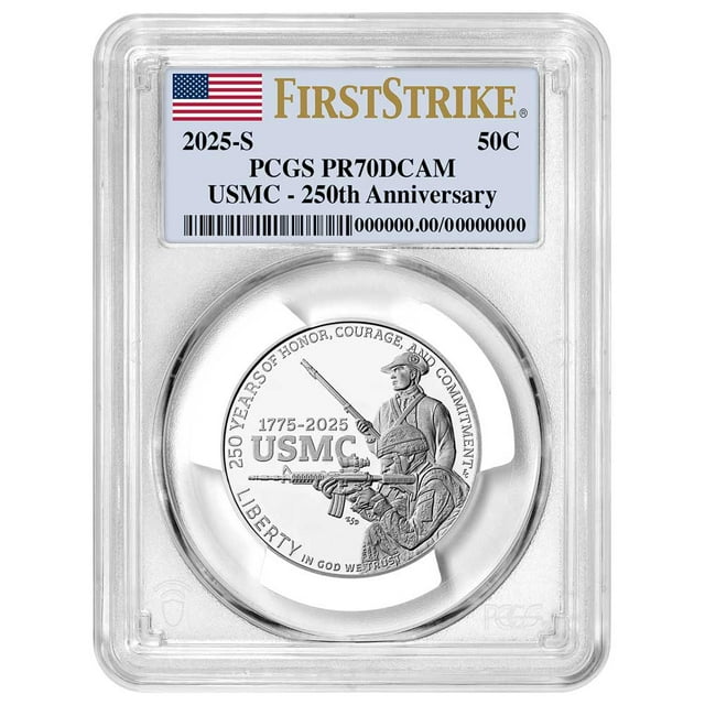 2025-S Proof Clad 50c U.S. Marine Corps 250th Anniversary Commemorative ...