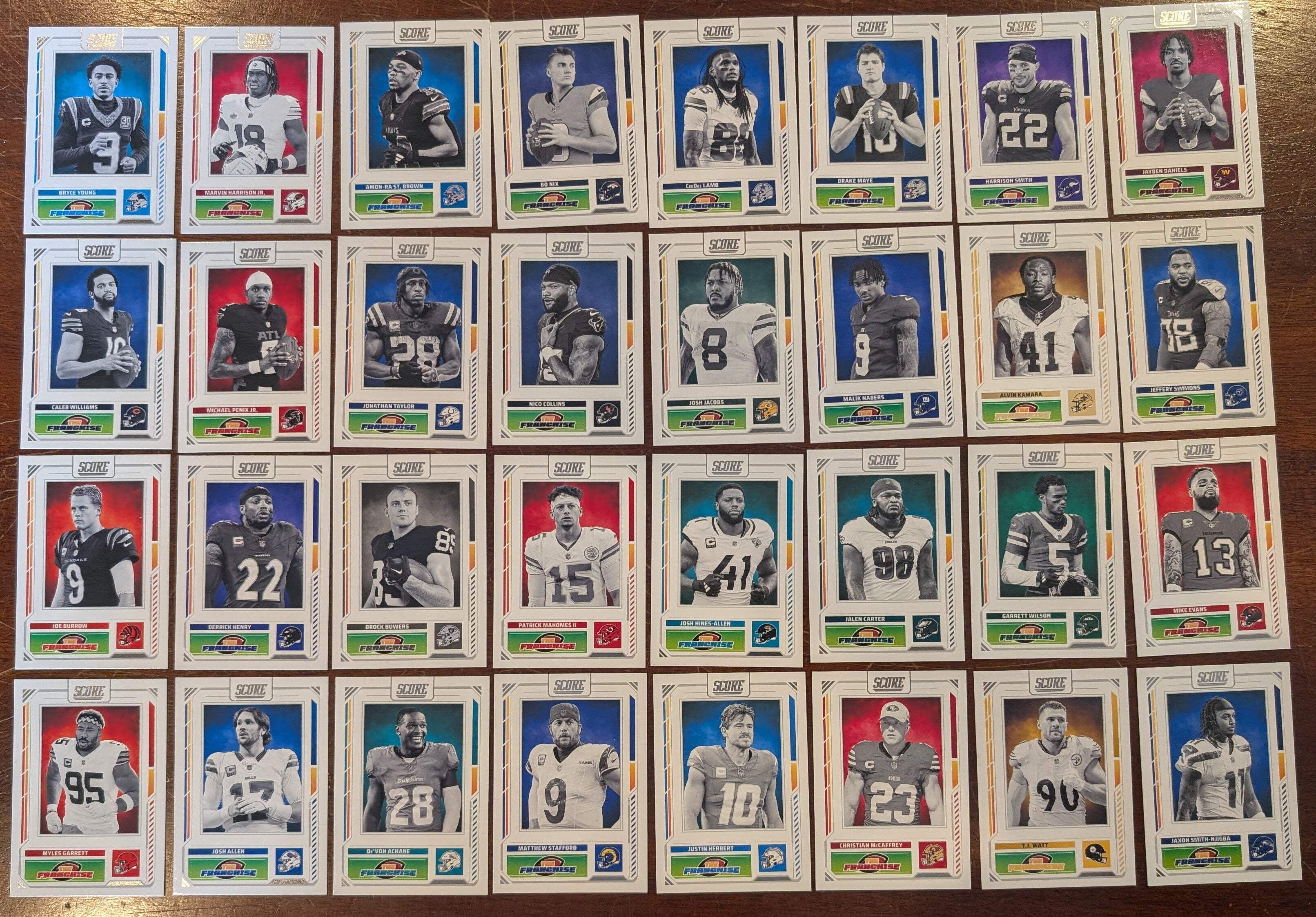2025 SCORE The Franchise 32 Card Insert Set Mahomes Burrow Jayden ...