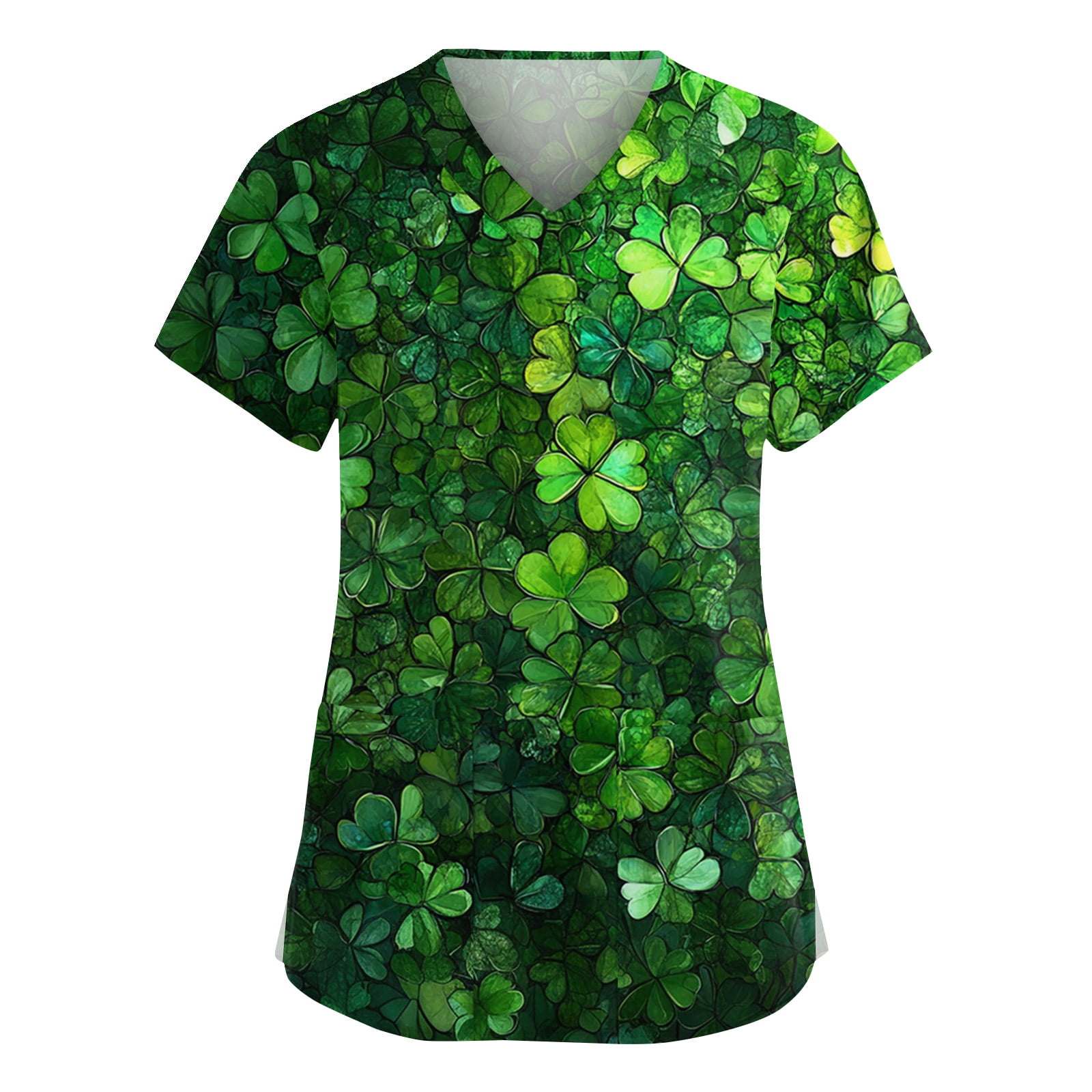 2025 Saint Patricks Day Shirt Plus Size Scrubs Holiday Print V Neck ...