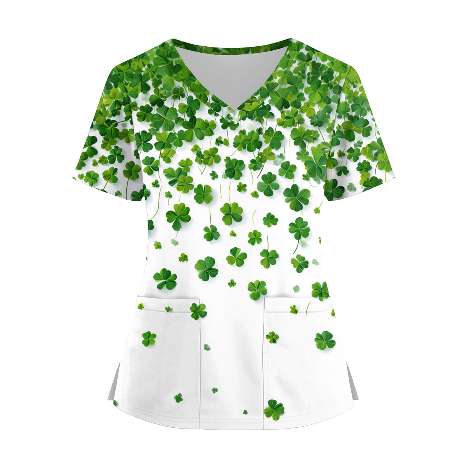 2025 Saint Patricks Day Shirt Scrubs Print V Neck Holiday Medical ...