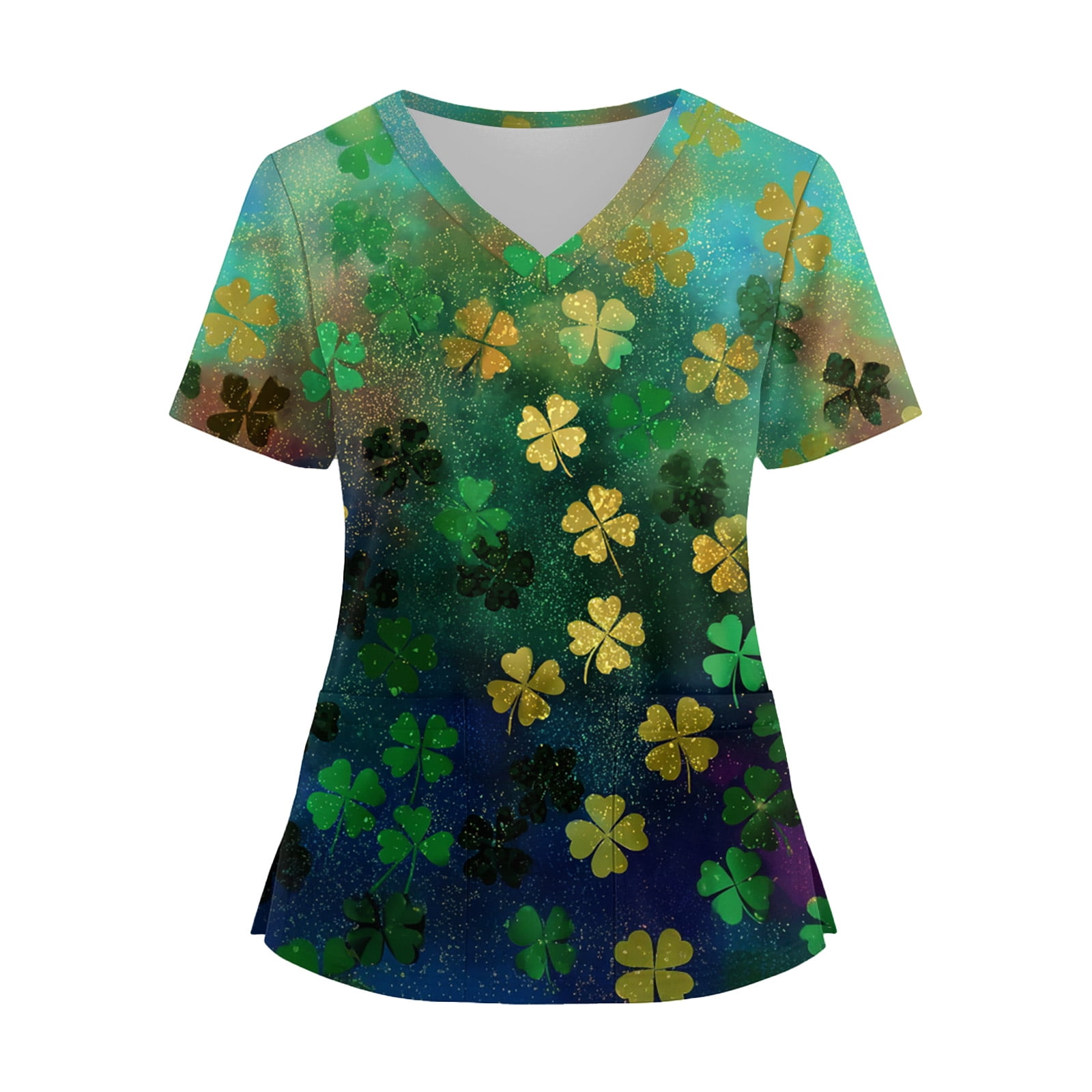 2025 Saint Patricks Day Shirt Scrubs Print V Neck Holiday Medical ...