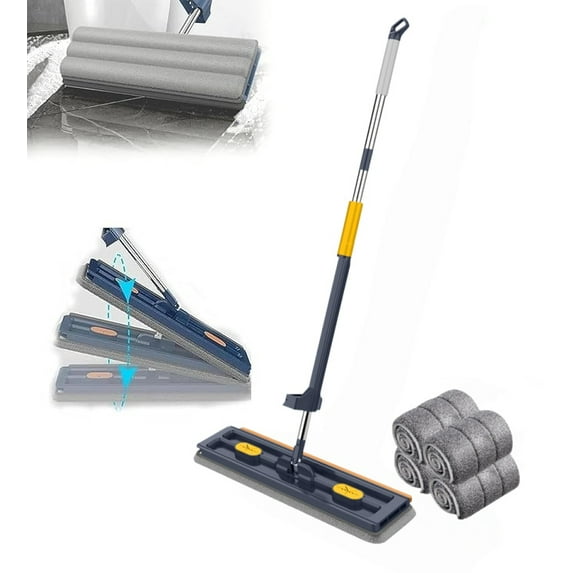 2025 New Saker Large Flat Mop, Saker Plus Mop 360° Rotating Flat Mop & 4 Washable Microfiber ...