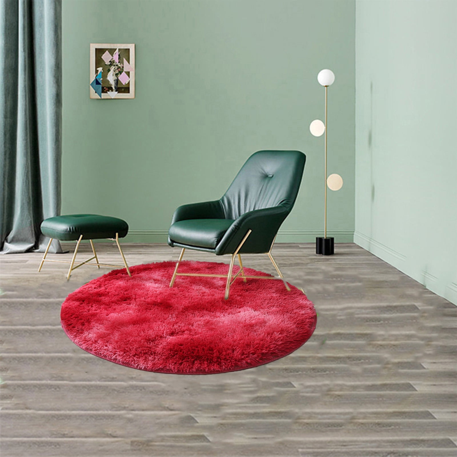 Round Fluffier Rug - 3.6ins Round, Shag Throw Rug,Non-Shedding & Easy ...