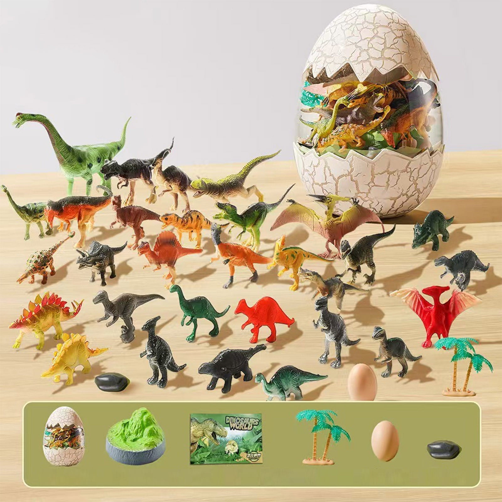 50-Piece Dinosaur Toys Set with Storage Eggs,STEM Learning Dinosaur ...