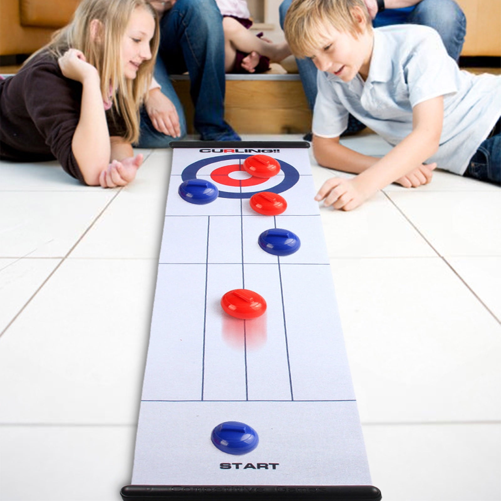 Ice Curling & Bowling 2-in-1 Tabletop Game Mat - Large Portable Board ...