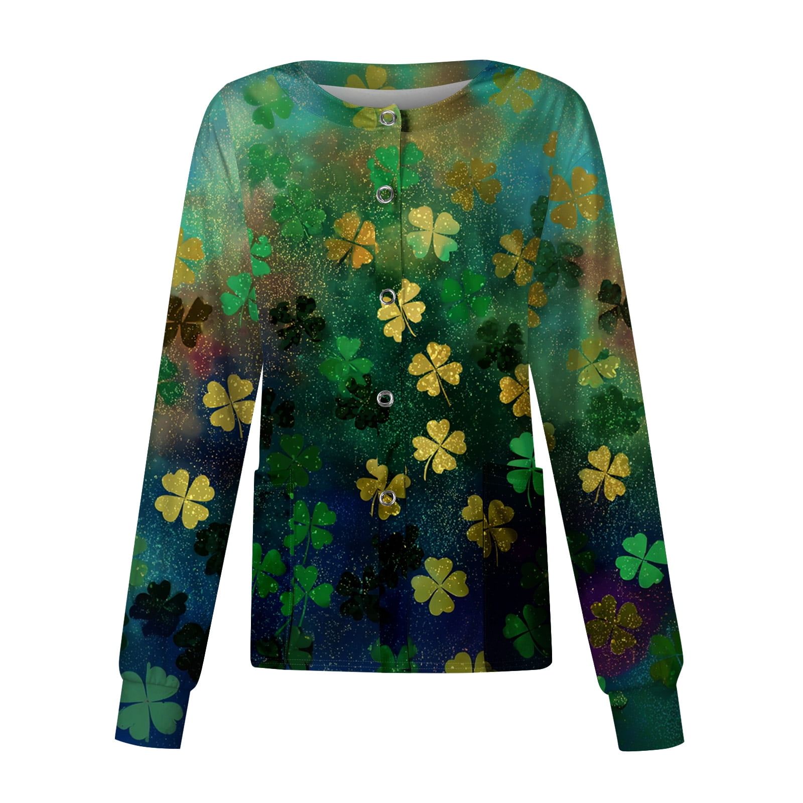 2025 Scrub Tops Women Long Sleeve Plus Size V-Neck Fun Printed Scrubs ...