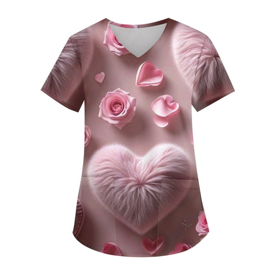 2025 Scrub Tops Women Short Sleeve Plus Size V-Neck Fun Printed Scrubs ...