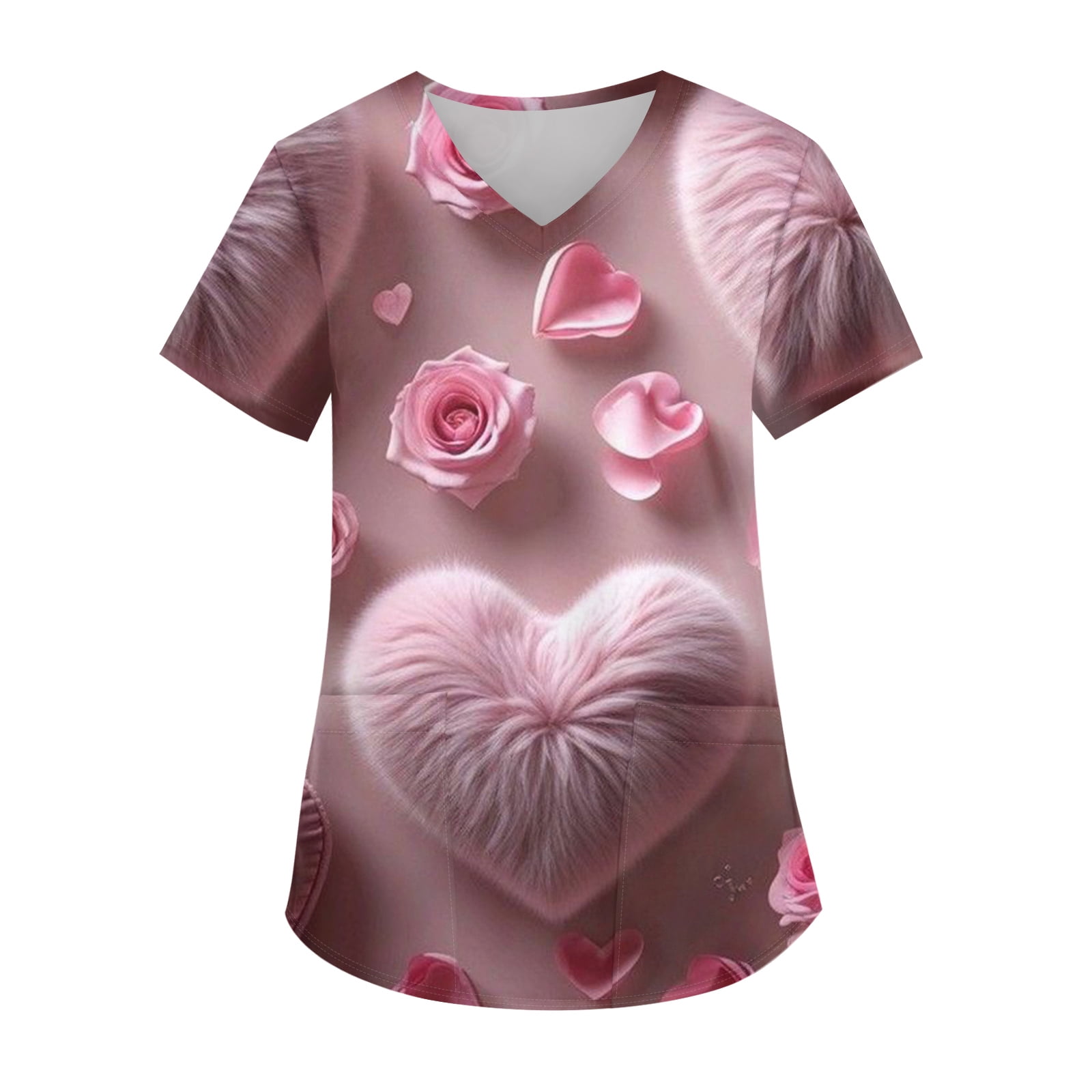 2025 Scrub Tops Women Short Sleeve Plus Size V-Neck Fun Printed Scrubs ...