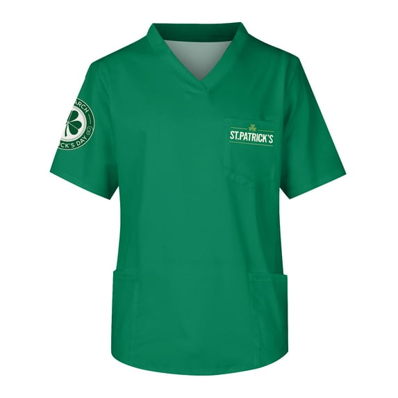 2025 Scrub Tops Women Short Sleeve Plus Size V-Neck Fun Printed Scrubs ...