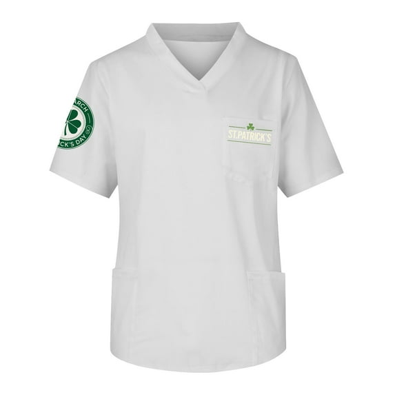 2025 Scrub Tops Women Short Sleeve Plus Size V-Neck Fun Printed Scrubs ...